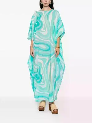 Emilio Pucci Marmo-print Long Cotton Kaftan