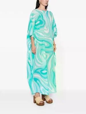 Emilio Pucci Marmo-print Long Cotton Kaftan