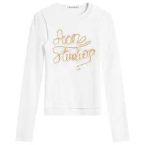 Acne Studios Elga Tinsel Long Sleeve Top - Optic White