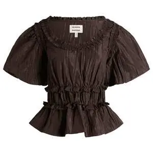 DAMSON MADDER Everly Ruffle Blouse - Choc