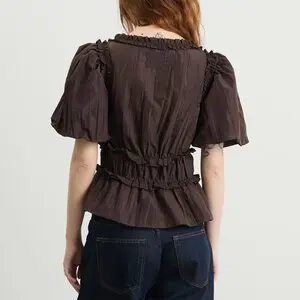 DAMSON MADDER Everly Ruffle Blouse - Choc