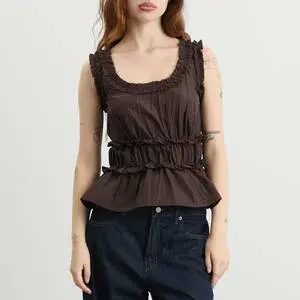 DAMSON MADDER Everly Ruffle Blouse - Choc