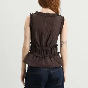 DAMSON MADDER Everly Ruffle Blouse - Choc