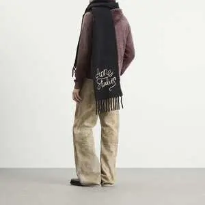 Acne Studios Vally Embroidered Scarf - Black