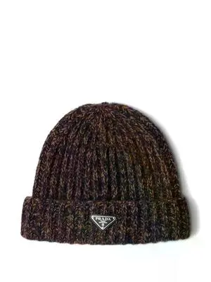 Prada Triangle-logo Beanie - Blue