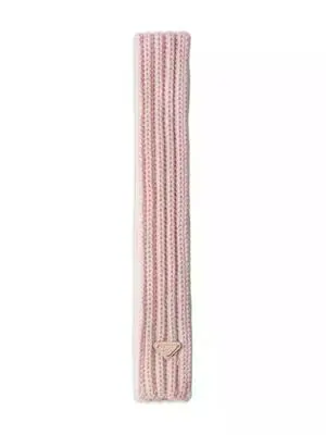 Prada Enameled Triangle-logo Knit Scarf - Pink
