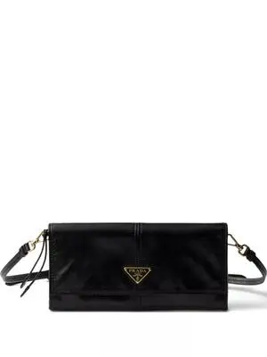 Prada Snap Triangle Leather Wallet - Black