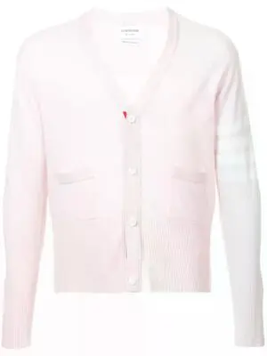 Thom Browne Cashmere Striped Sleeve Cardigan - Pink