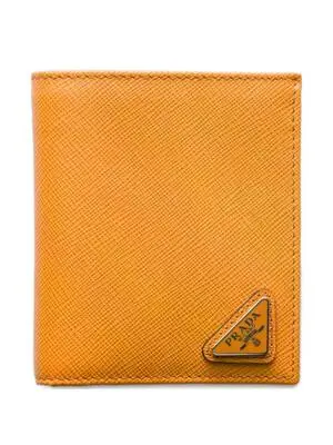 Prada Triangle-logo Leather Wallet - Yellow