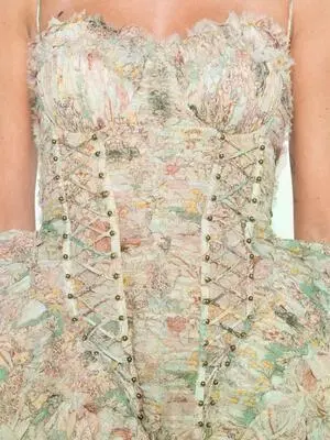 Zimmermann Ruffled Lace-up Mini Dress - Neutrals