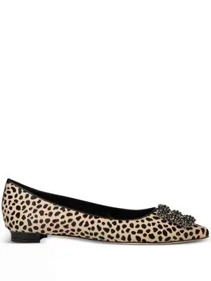 Manolo Blahnik Hangisi Embellished Ballet Flats - Neutrals