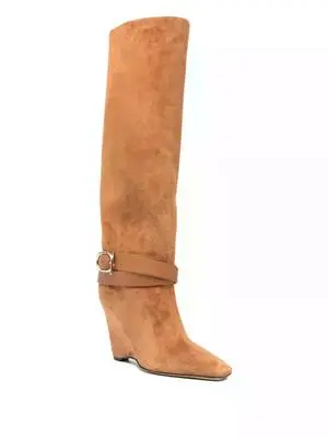 FERRAGAMO 90mm Buckle-strap Knee-high Boots