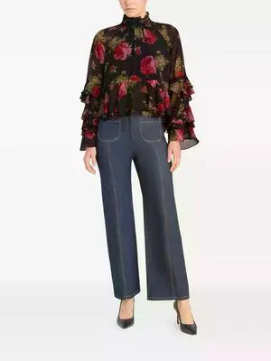 Cinq À Sept Skylah Ruffled Floral Blouse - Black