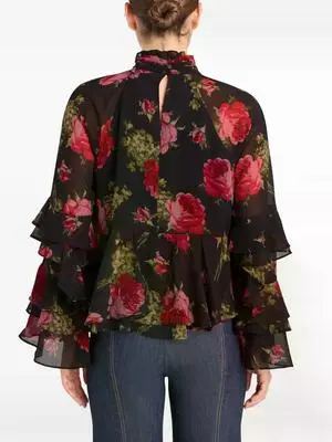 Cinq À Sept Skylah Ruffled Floral Blouse - Black