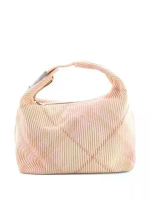 Burberry Peg Handle Knit Check Hobo Bag - Orange