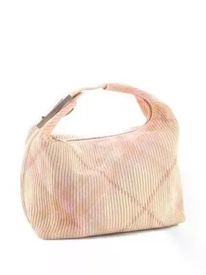 Burberry Peg Handle Knit Check Hobo Bag - Orange