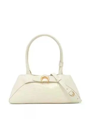 MARINE SERRE Medium Aurora Crocodile-embossed Tote Bag - White