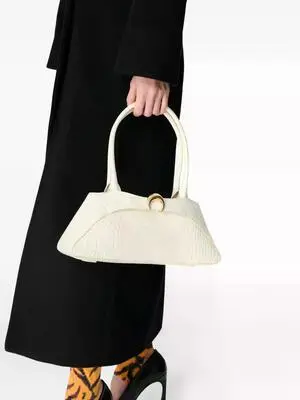 MARINE SERRE Medium Aurora Crocodile-embossed Tote Bag - White