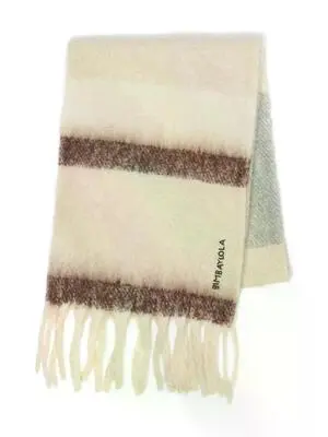Bimba Y Lola Striped Fringed Scarf - Neutrals