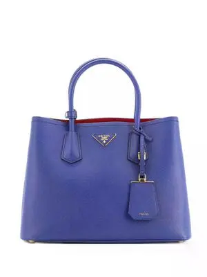 Prada Cuir Double Saffiano Leather Medium Tote Bag - Blue