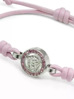 Versace Medusa '95 Crystal Leather Bracelet - Silver