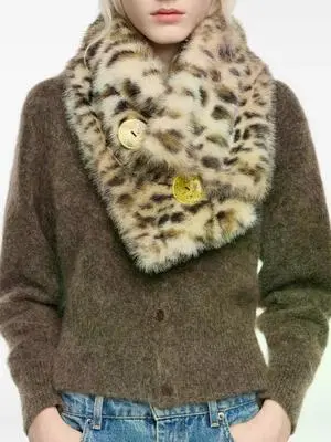 Bimba Y Lola Button Leopard Scarf