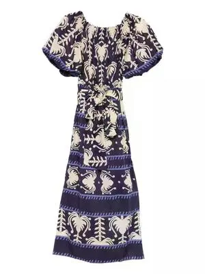 Johanna Ortiz Patterned Off-shoulder Midi Dress