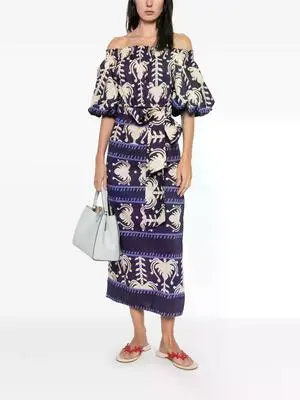 Johanna Ortiz Patterned Off-shoulder Midi Dress