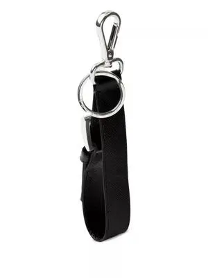 Prada Triangle-logo Leather Keyring - Black