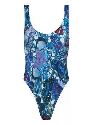JEAN PAUL GAULTIER Butterfly-print Swimsuit - Blue