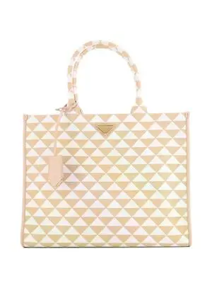 Prada Symbole Jacquard Large Tote Bag - Neutrals