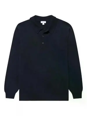 Sunspel Ribbed-knit Polo Shirt - Blue