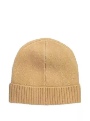 Patrizia Pepe Ribbed Beanie Hat With Logo Patch