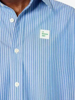 American Vintage Zatybay Striped Logo-patch Shirt
