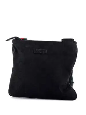 Gucci Web Strap Messenger Bag Gg Canvas Small Crossbody Bag - Black