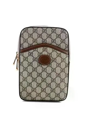 Gucci Interlocking G Patch Sling Bag Gg Coated Canvas Small Crossbody Bag - Brown