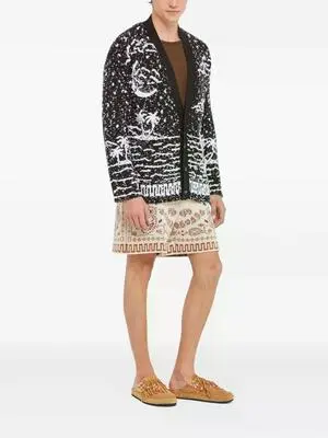 Alanui Ocean Whispers Palm-tree Graphic Cardigan - Black