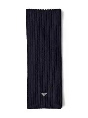 Prada Enamelled Triangle Rib Knit Scarf - Blue