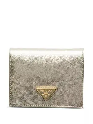 Prada Small Triangle-logo Leather Wallet - Gold