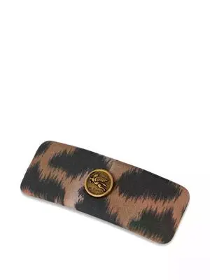 Etro Leopard-print Hair Clip - Black