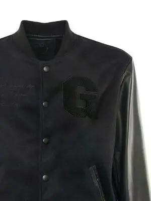 GIULIANO GALIANO Varsity Leather-sleeve Button Jacket - Black