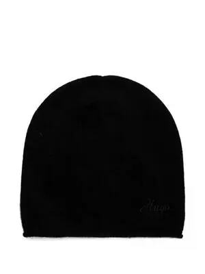Hugo Logo-detail Beanie Hat - Black