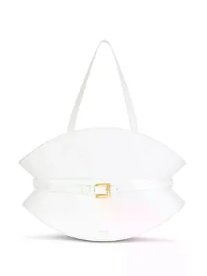 Balmain Belted Leather Shoulder Bag - White