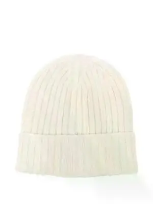 DELL'OGLIO Ribbed Beanie - Neutrals