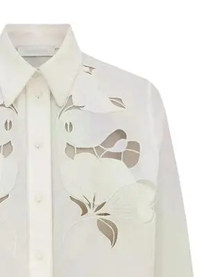 Zimmermann Flower-embroidered Shirt - White