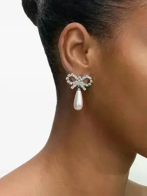 SELF-PORTRAIT Bow Pearl-embellished Earrings