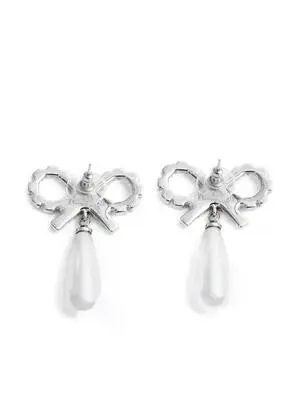 SELF-PORTRAIT Bow Pearl-embellished Earrings