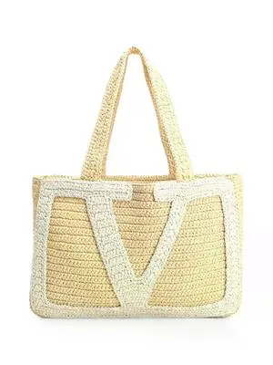 Valentino Garavani Viva Superstar Raffia Shopping Bag - Neutrals