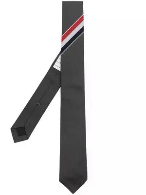 Thom Browne 4-bar Stripe Silk Tie - Grey