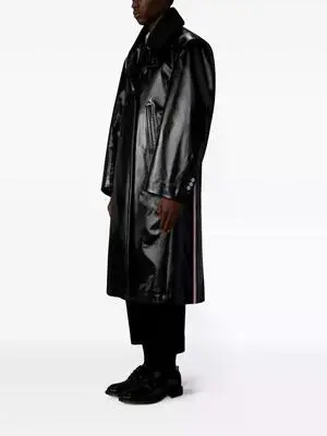 Thom Browne Double-breasted Leather Coat With Shearling Collar